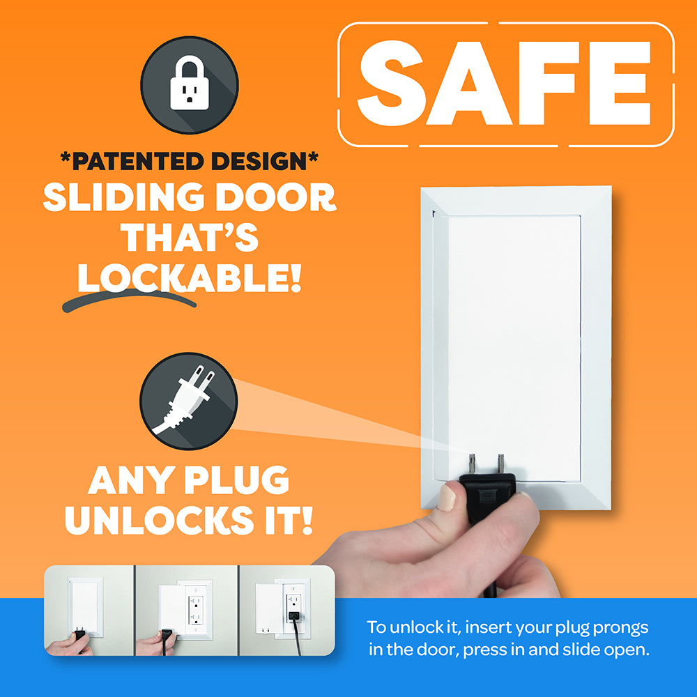 Duplex Standard - 12 Pack Sliding and Locking Outlet Cover (White ...