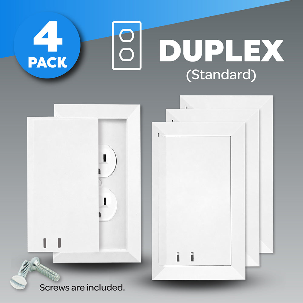 Duplex Standard - 4 Pack Sliding and Locking Outlet Cover (White ...